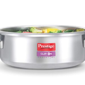 Prestige Clip-On Essential Combi Pack 5L + 3 L Aluminium Pressure Cooker with 1 Lid and a Glass Lid