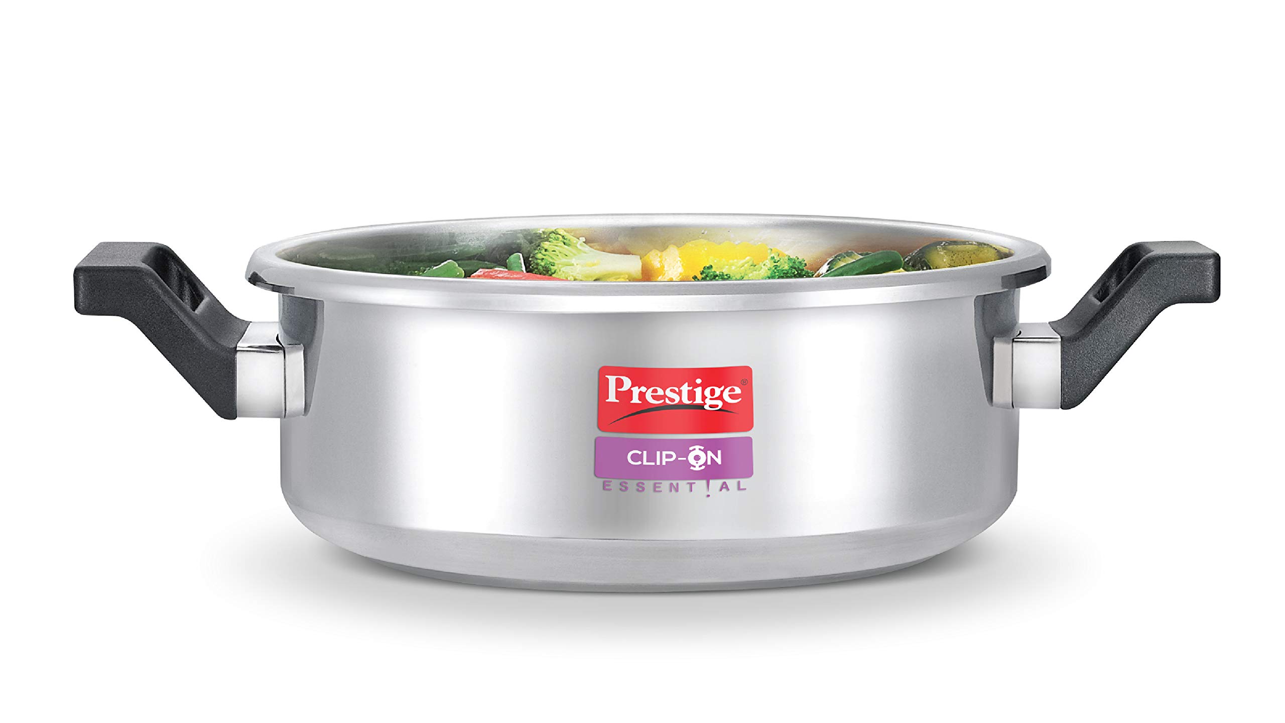 Prestige Clip-On Essential Combi Pack 5L + 3 L Aluminium Pressure Cooker with 1 Lid and a Glass Lid