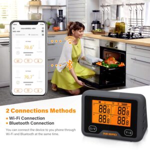 Inkbird Wi-Fi Bluetooth Grill Thermometer, Wireless BBQ Thermometer with 4 Probes,Digital Meat Thermometer for Smoker, Oven, Kitchen, Drum, Grill