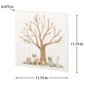 Lillian Rose Woodland Baby Shower Guest Book Alternative with Ink Pad, Cream, 11.75 x 11.75 x 0.375"