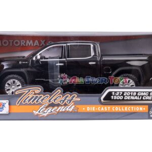 Motor Max 2019 GMC Sierra 1500 Denali Crew Cab Pickup Truck, Black 79362BK - 1/27 Scale Diecast Model Toy Car,unisex-children