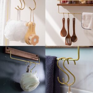 10 Pcs Heavy S Copper Hooks,S Brass Hooks for Hanging Wind Chimes, Kitchen Utensils,Coat Closet, Jeans, Bags or String Lights etc