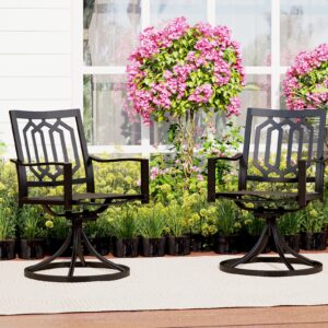 mfstudio 2 pieces patio dining textilene metal swivel chairs weather resistant garden outdoor modern furniture, sling mesh black steel frame