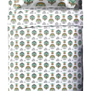 Jay Franco Star Wars The Mandalorian The Child Twin Sheet Set - 3 Piece Set Super Soft and Cozy Kid’s Bedding Features Baby Yoda Grogu - Fade Resistant Microfiber Sheets (Official Star Wars Product)