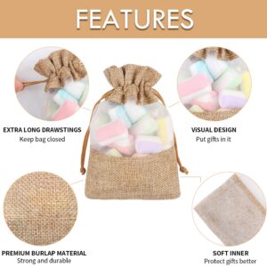 CCINEE 24PCS Burlap Drawstring Gift Bag,Organza Treat Bag Pouch for Wedding Baby Shower Party Favor Supply,4 X 6 Inch