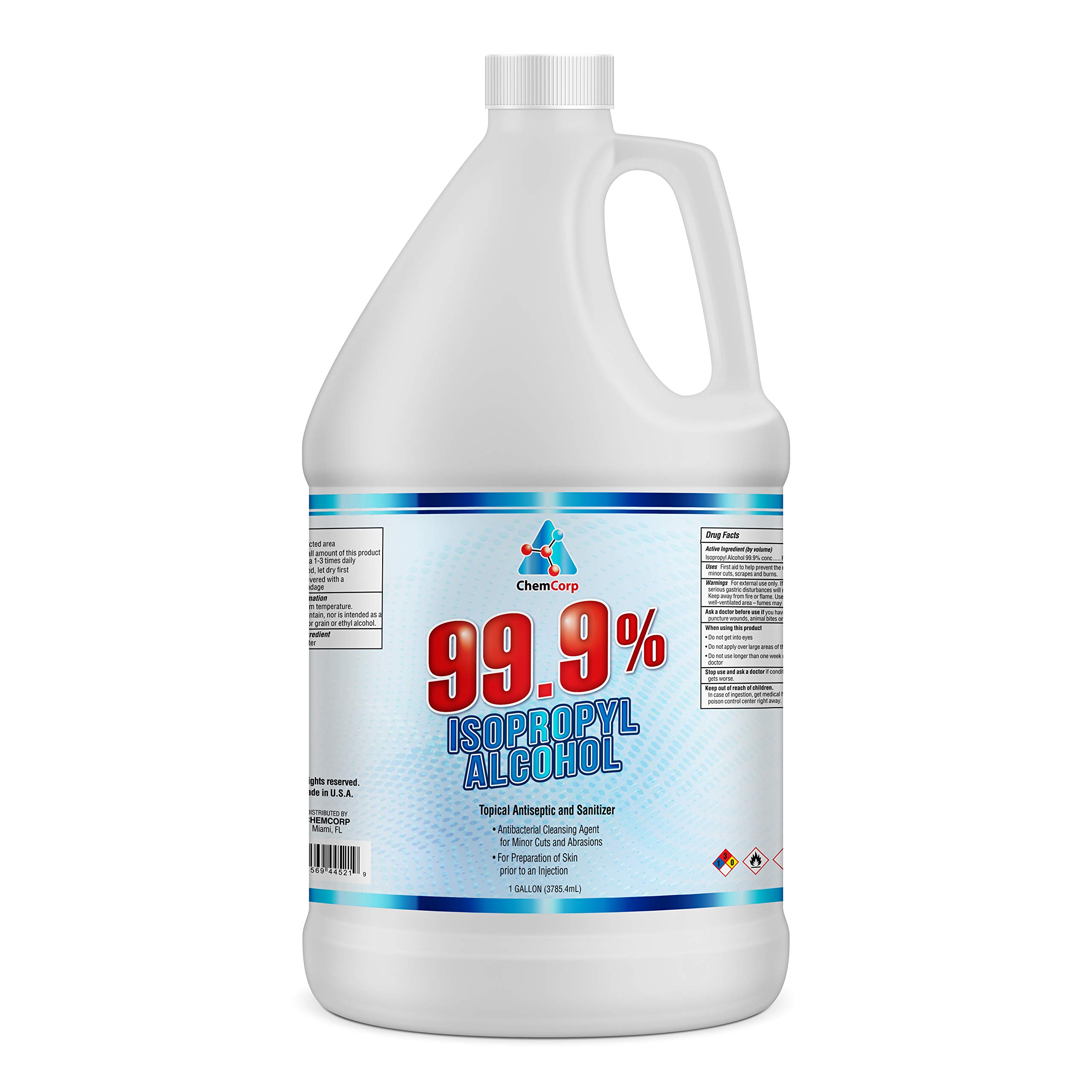 Chem Corp Isopropyl Alcohol 99% Pure - USP & NF Medical Grade- USA 99 Percent Concentrated Rubbing - 1 Gallon 128 Ounces and 1 Free Spray Bottle