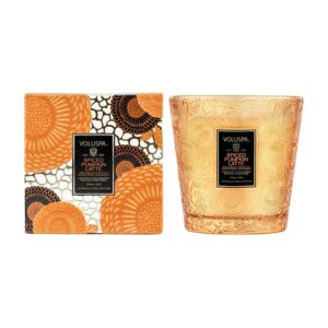 voluspa spiced pumpkin latte, 2 wick boxed hearth candle, 16.5 ounce, 60 hour burn time, all natural wicks and coconut wax for clean burning, vegan, poured in the usa