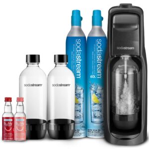 sodastream fountain jet sparkling water maker, bundle with bubly drops, black