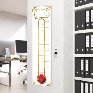 Fundraising Thermometer Chart Goal Tracker Decal - 48"x12" - Dry Erase Goal Setting Wall Poster Thermometer - Removable Giant Sales Goal Vinyal Sticker