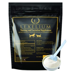 lexelium nursing supplement and vitamins for nursing dogs and cats - nursing, lactation and recovery supplement for breeders - muscle & mental development for puppies and kittens - 200g