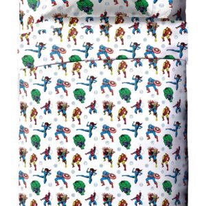 Jay Franco Marvel Avengers Fighting Team Twin Sheet Set - 3 Piece Set Super Soft and Cozy Kid’s Bedding - Fade Resistant Microfiber Sheets (Official Marvel Product)