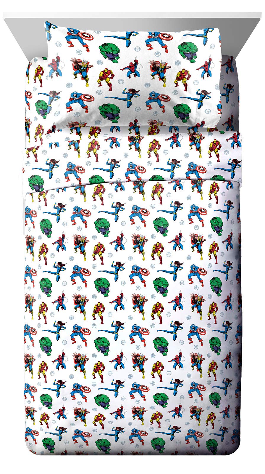 Jay Franco Marvel Avengers Fighting Team Twin Sheet Set - 3 Piece Set Super Soft and Cozy Kid’s Bedding - Fade Resistant Microfiber Sheets (Official Marvel Product)