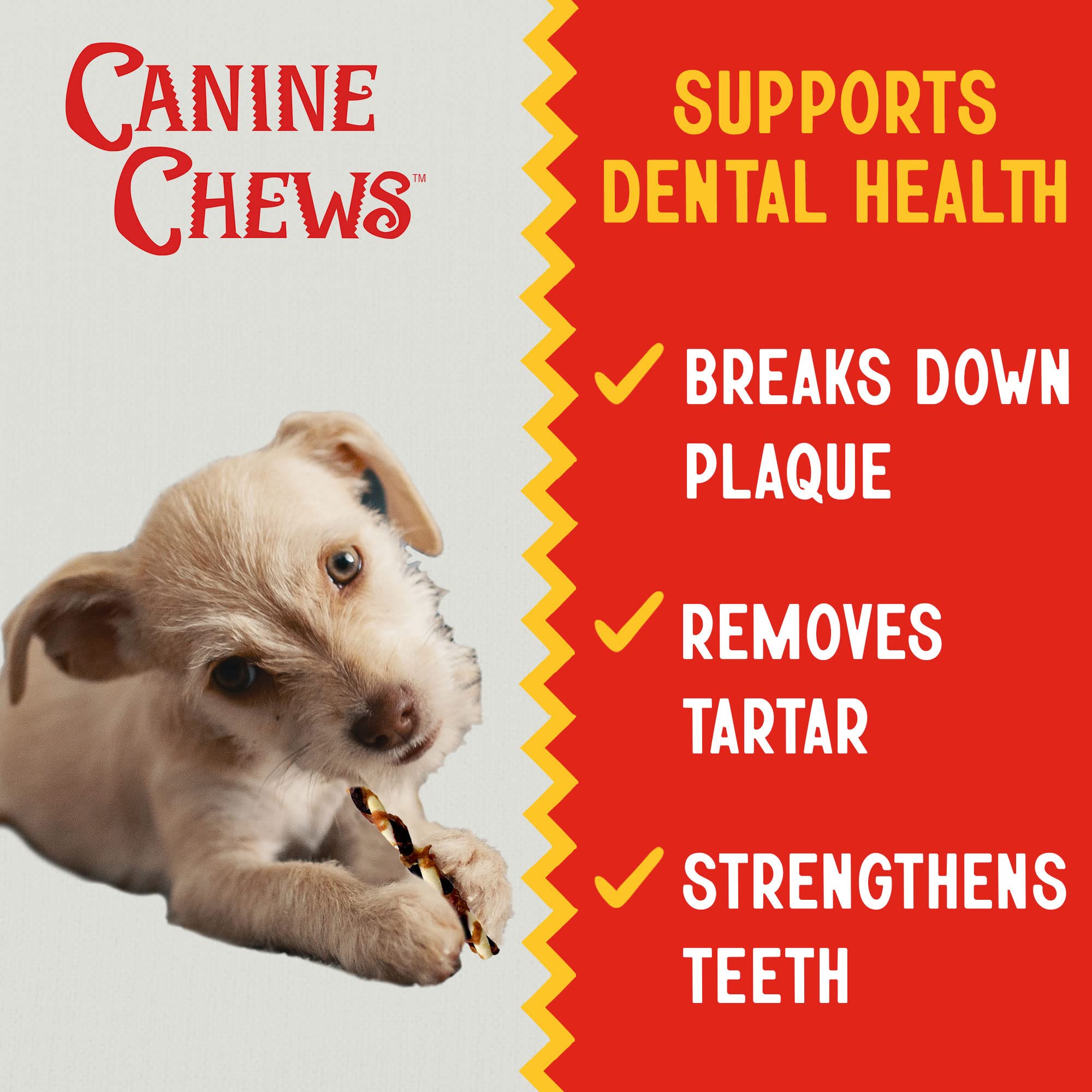 Canine Chews 5" Triple Flavor Rawhide Stick Twists for Small Dogs Dog Treat Dental Stick Chicken, Pork, Beef Flavor Chew Toy (100 Pack)