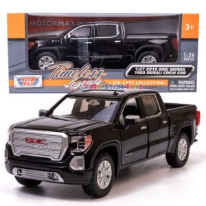 motor max 2019 gmc sierra 1500 denali crew cab pickup truck, black 79362bk - 1/27 scale diecast model toy car,unisex-children