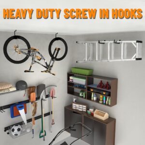 unp POETISKE Screw in Ladder Bike Hooks Ceiling Hanger Wall Mounted Bicycle Chair Garage Organization Heavy Duty Vinyl Coated 4Pack