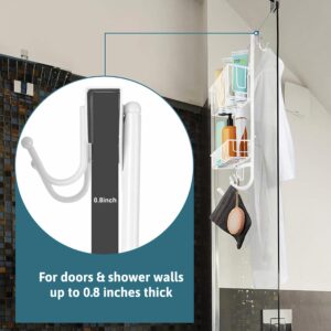 smartpeas Hanging Shower Shelf In White – 3 X Shower Shelf Levels – 85,5 X 30 X 11 Cm – Stainless Steel – Shower Caddy With No Drilling Required + 2 Stainless Steel Adhesive Hooks!