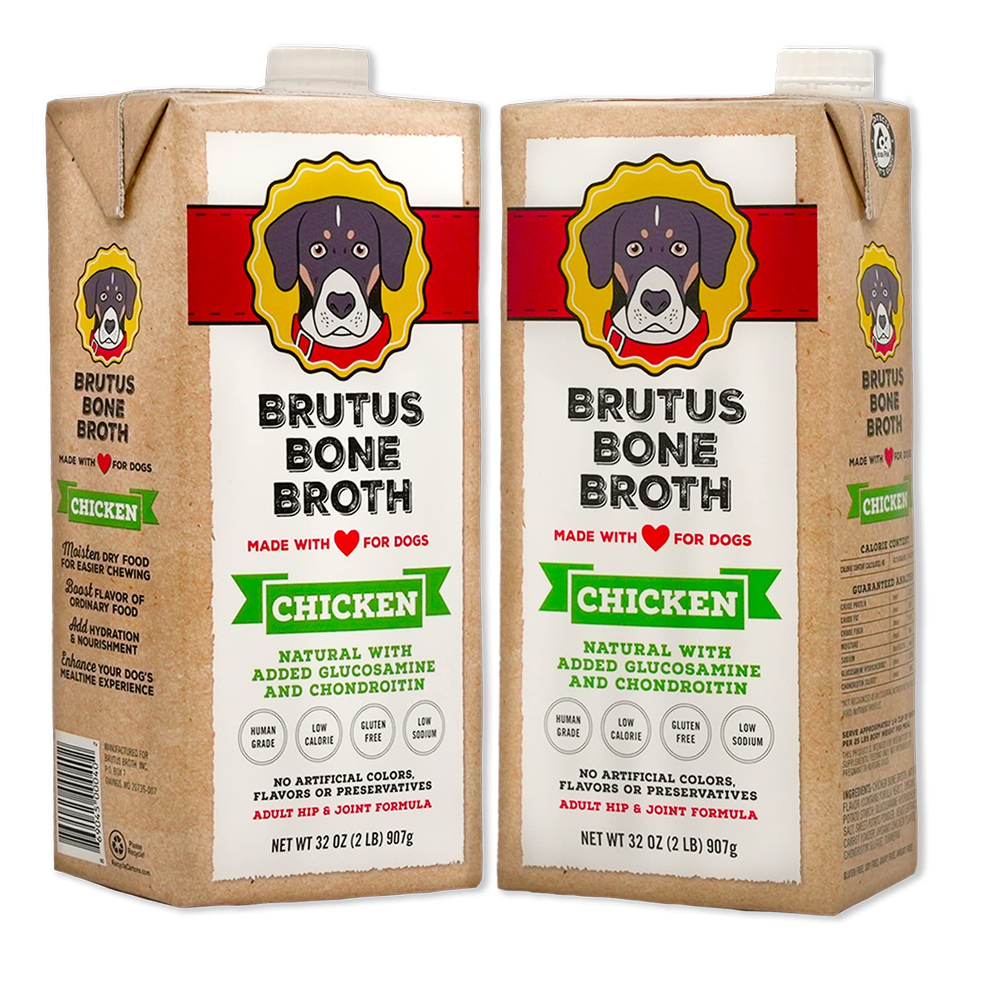 Brutus Bone Broth for Dogs (Chicken, 2-Pack) and Brutus On The Go Instant Bone Broth (Beef, 5-Pack)