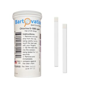 free chlorine/bleach test strips, 0-1000 ppm [vial of 25 strips]