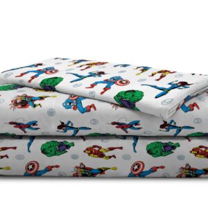 Jay Franco Marvel Avengers Fighting Team Twin Sheet Set - 3 Piece Set Super Soft and Cozy Kid’s Bedding - Fade Resistant Microfiber Sheets (Official Marvel Product)