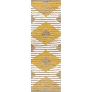 nuLOOM Hand Braided Marla Denim And Jute Diamonds Runner Rug, 2' x 6', Yellow