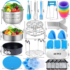 101 Pcs Pressure Cooker Accessories Set Compatible with Instant Pot 6 qt 8 Quart, 2 Steamer Basket, Springform Pan, Stackable Egg Steamer Rack, Egg Bites Mold, Steamer Rack Trivet, Parchment Pape