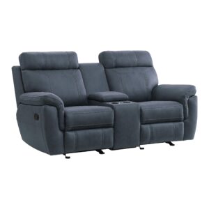 lexicon valois double glider reclining loveseat, blue