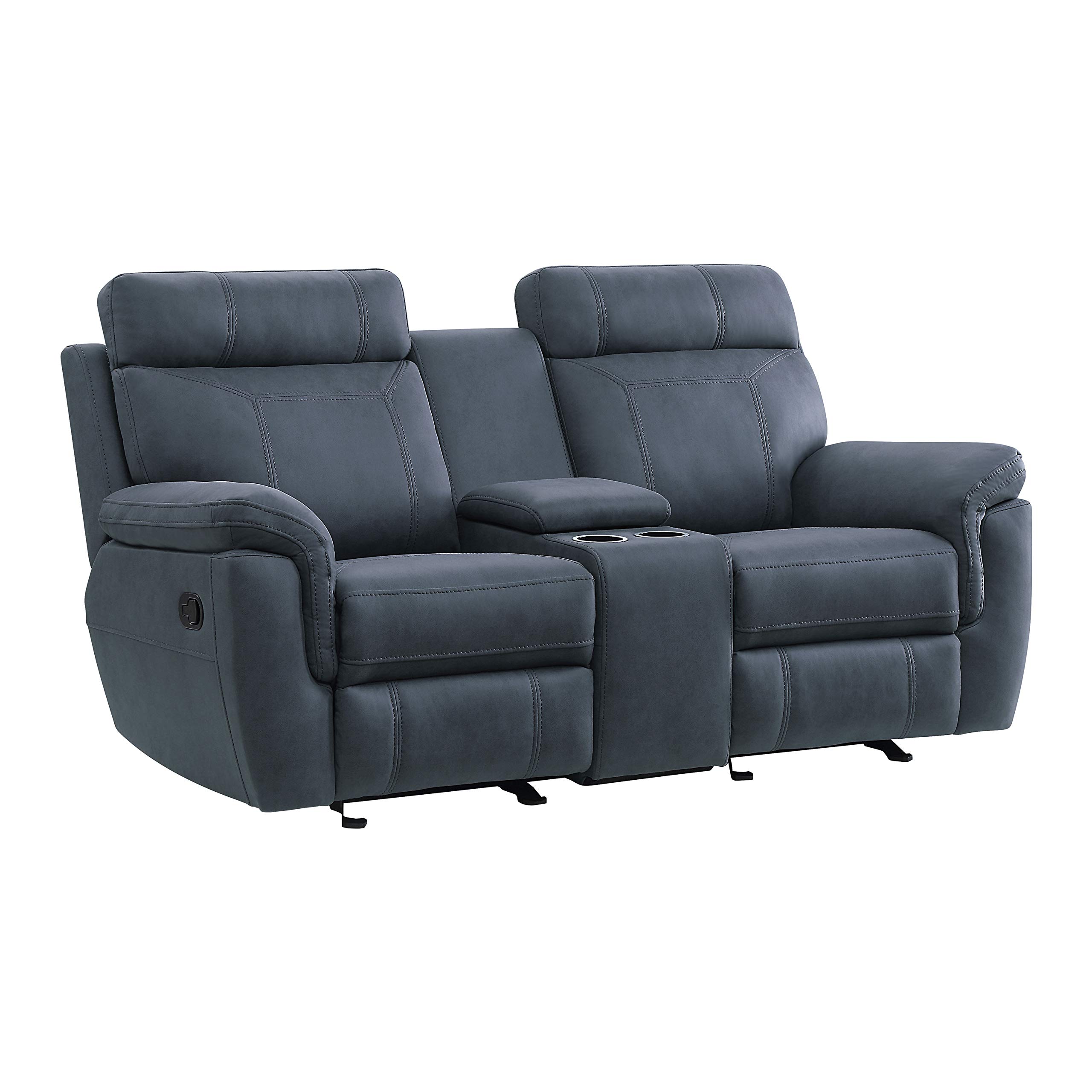 Lexicon Valois Double Glider Reclining Loveseat, Blue