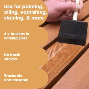 Furniture Clinic Foam Brushes | for Stain, Varnish, Oil, Paint, Dye, Sealants, and More | Perfect for Wood Furniture, Cabinets, Crafts, DIY and More | Washable and Reusable (4 Pack)