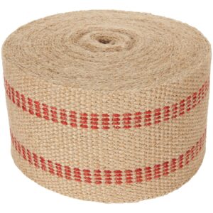 Ziqi 2Pcs Upholstery/Craft Jute Webbing, 3.5 Inches X 10 Yards Natural Burlap Fabric Jute Webbing Burlap Ribbon, Upholstery Chair Webbing Tape for Chair Repair, Crafts & Decorations (Red Stripes)