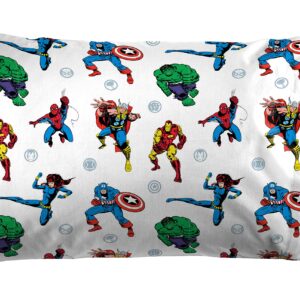 Jay Franco Marvel Avengers Fighting Team Twin Sheet Set - 3 Piece Set Super Soft and Cozy Kid’s Bedding - Fade Resistant Microfiber Sheets (Official Marvel Product)