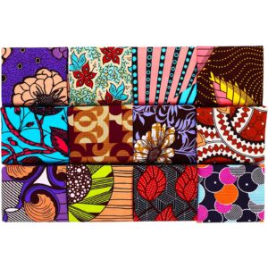 12 Pcs African Print Fabric Fat Quarters Scraps African Fabric by Yard for Sewing Face Covering Make, Craft Projects and DIY Patch Work, 19.5 x 15.7 Inch/ 50 x 40 cm