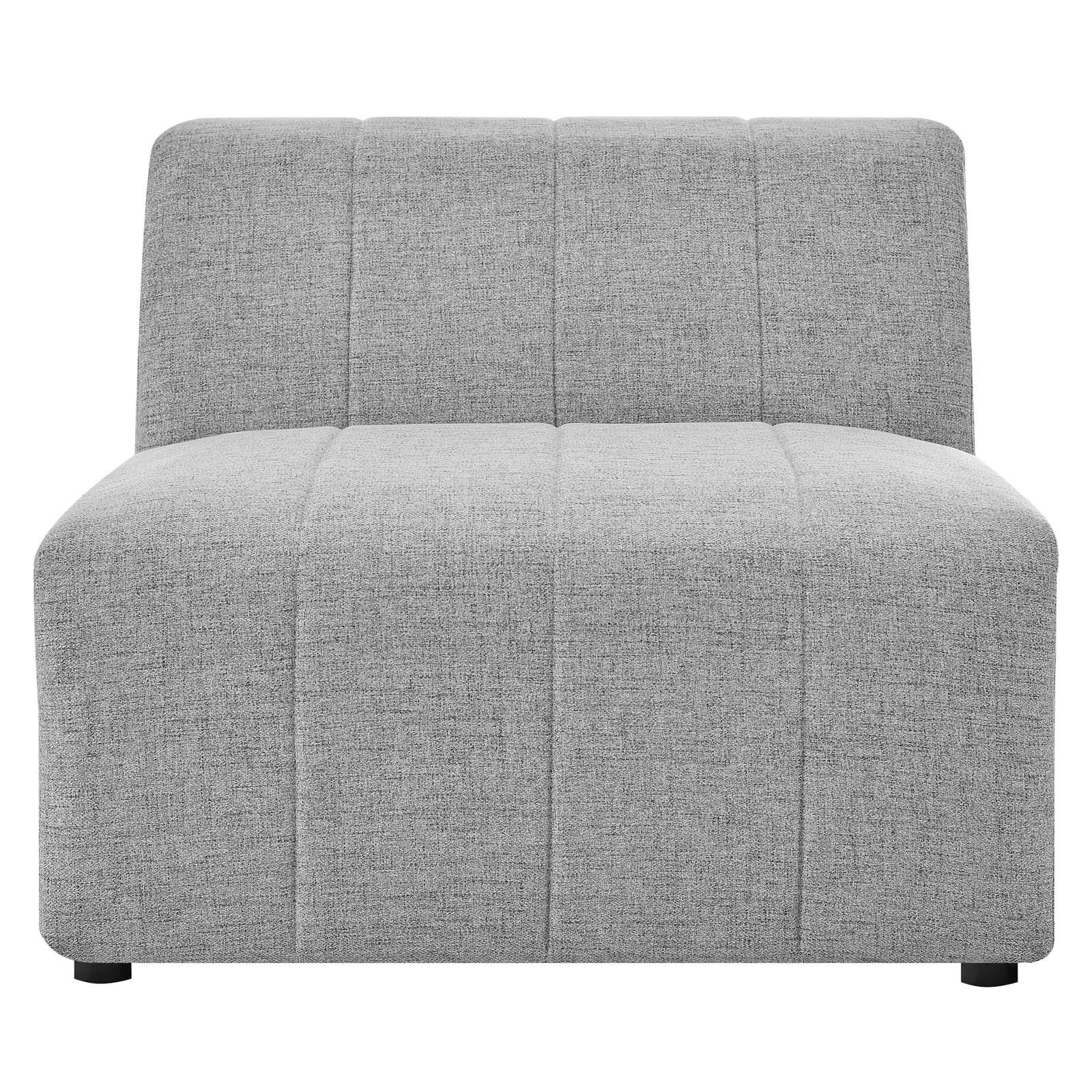 Modway Bartlett Channel Tufted Upholstered Sectional, Armless Chair, Light Gray