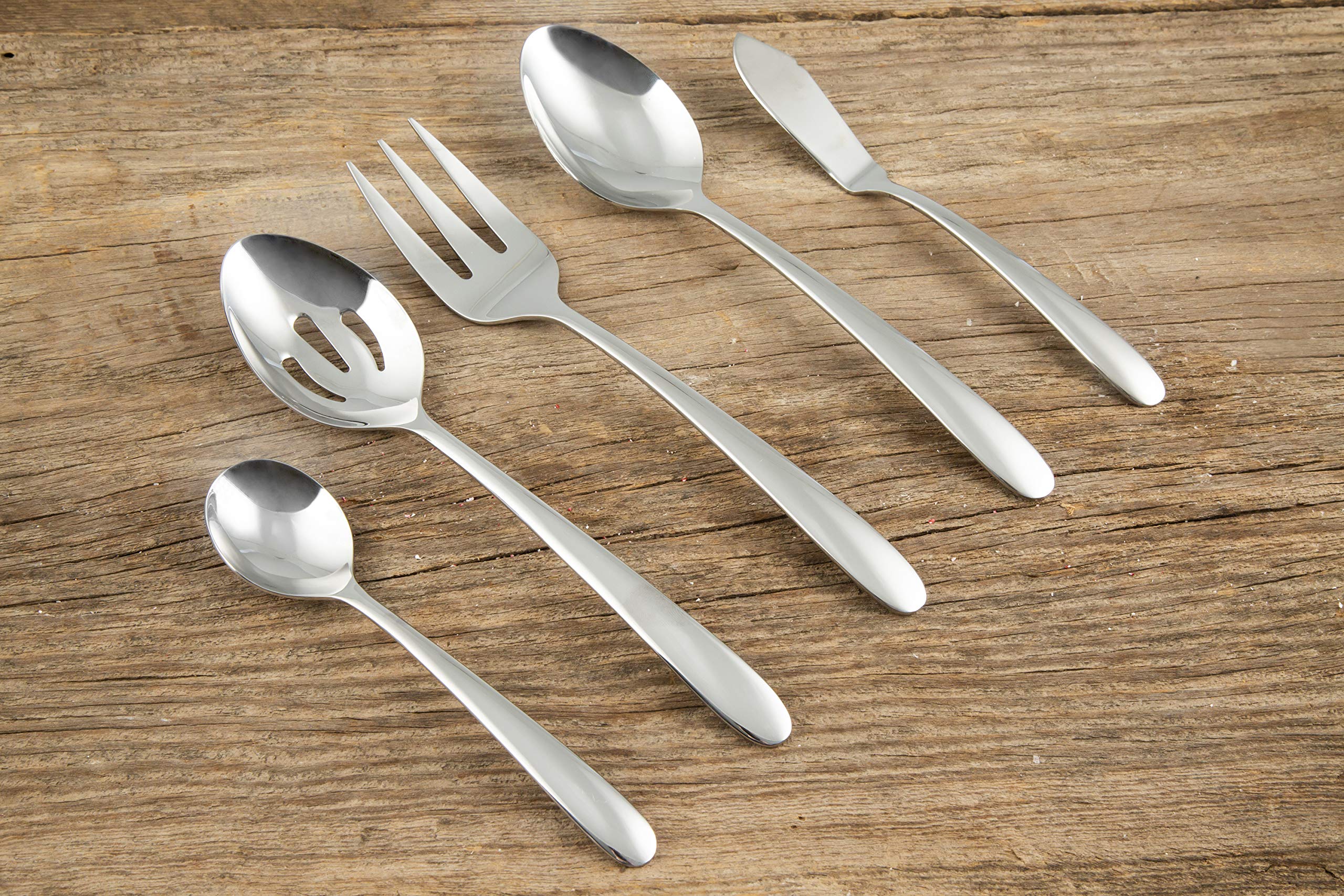 Cambridge Silversmiths Jude Mirror 45 Piece Flatware Set, Service for Eight, silver