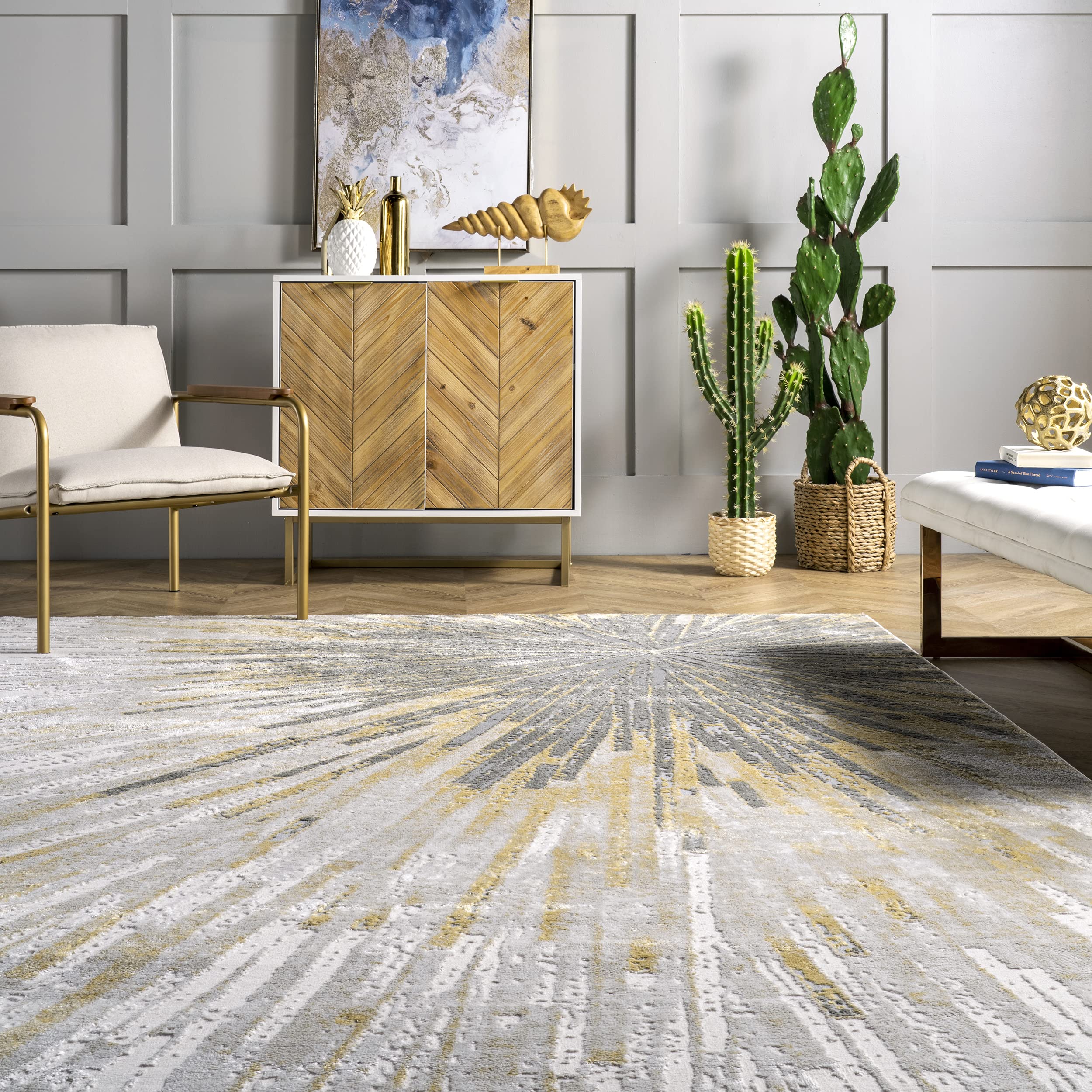 nuLOOM Amaya Abstract Area Rug, 8x10, Gold