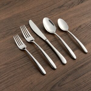 Cambridge Silversmiths Jude Mirror 45 Piece Flatware Set, Service for Eight, silver