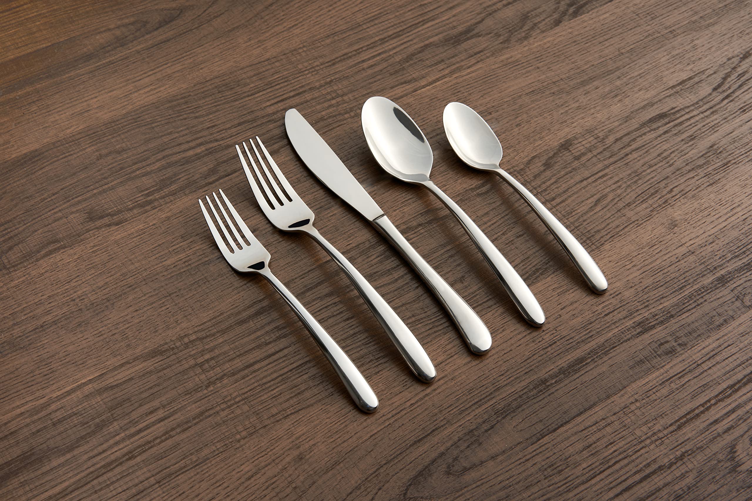 Cambridge Silversmiths Jude Mirror 45 Piece Flatware Set, Service for Eight, silver