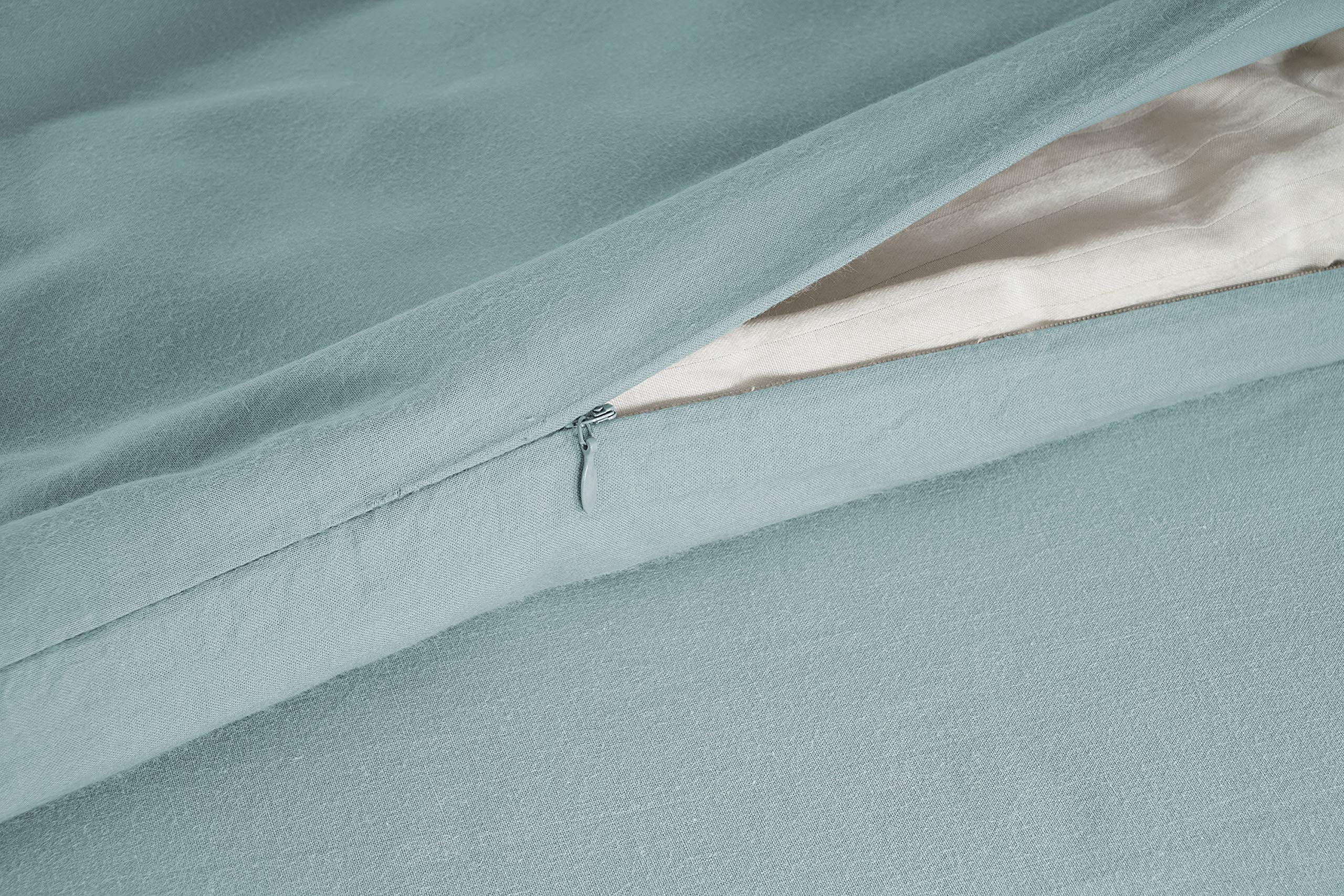 CASA PLATINO 100% Organic Cotton Duvet-Cover Set King Size Cool Blue, Pure Organic Cotton Long Staple Percale Weave Ultra Soft, Breathable, GOTS Certified