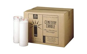 root candles cemetery prayer candles for outdoor burning in clear flame resistant plastic vessels, 12-count, memorial