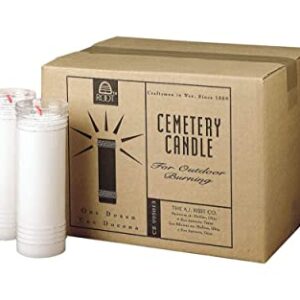 Root Candles Cemetery Prayer Candles for Outdoor Burning in Clear Flame Resistant Plastic Vessels, 12-Count, Memorial