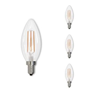 bulbrite pack of (4) 5 watt dimmable clear filament b11 candelabra (e12) led bulb - 500 lumens, 3000k, and 80 cri