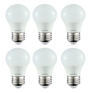 sunlite led a15 refrigerator light bulb, 5.5 watts (40w equivalent), 450 lumens, medium base (e26), dimmable, frosted finish, ul listed, 40k - cool white, 6 pack