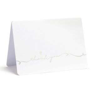 Gartner Studios Silver Foil Script with Heart Thank You Cards, 3.5” x 5”, Set of 50, Includes Envelopes