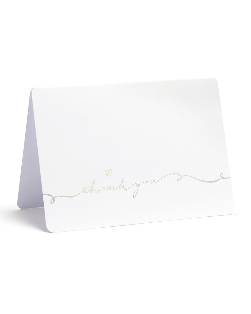 Gartner Studios Silver Foil Script with Heart Thank You Cards, 3.5” x 5”, Set of 50, Includes Envelopes