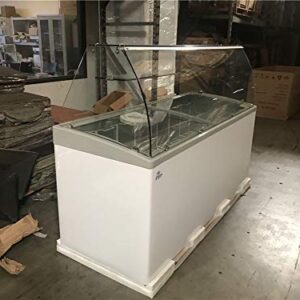 Gelato Freezer Display Case Dipping Cabinet Pan Ice cream showcase Curved Clear Glass 72"