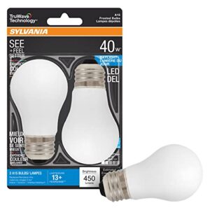 sylvania led truwave natural series ceiling fan / fixture light bulb, 40w a15 daylight, dimmable, frosted - 2 pack