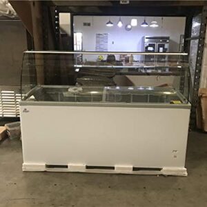 Gelato Freezer Display Case Dipping Cabinet Pan Ice cream showcase Curved Clear Glass 72"