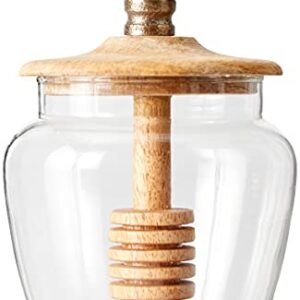 Mud Pie Glass Honey Jar, 5" x 3 1/4" dia, 1100 Milliliters, Clear