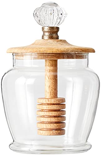 Mud Pie Glass Honey Jar, 5" x 3 1/4" dia, 1100 Milliliters, Clear