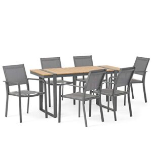 christopher knight home colfax outdoor dining sets, natural + gray + dark gray