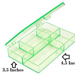 Eucatus Mini 5-Grid Plastic Storage Box for Beading and Diamond Painting. Green Countertop or Drawer Storage for Beads, Nail Art, Jewelry Hardware and Supplies